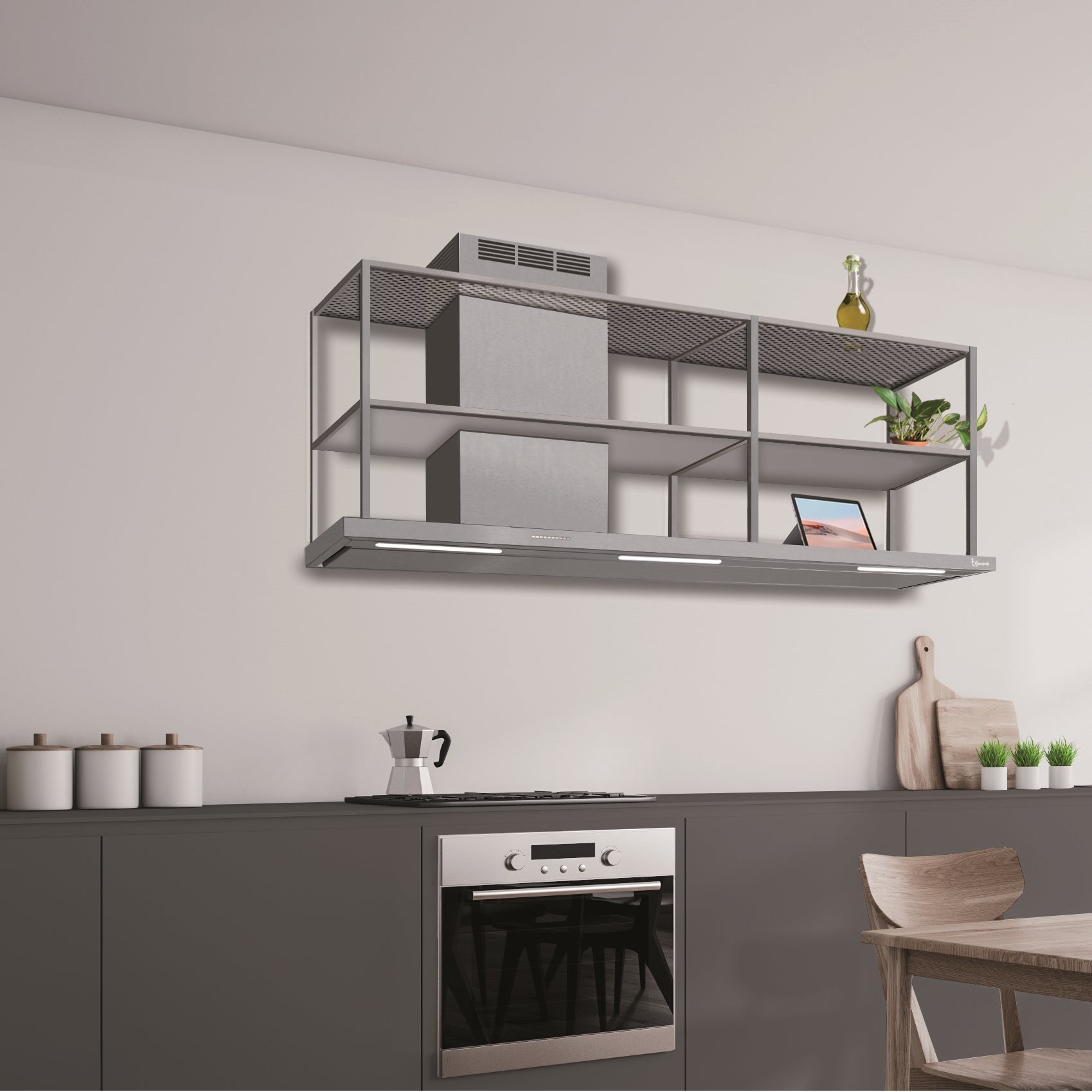 Baraldi – Cappa parete Elea 150x50 cm. - Inox – camino sinistro – 800 ...