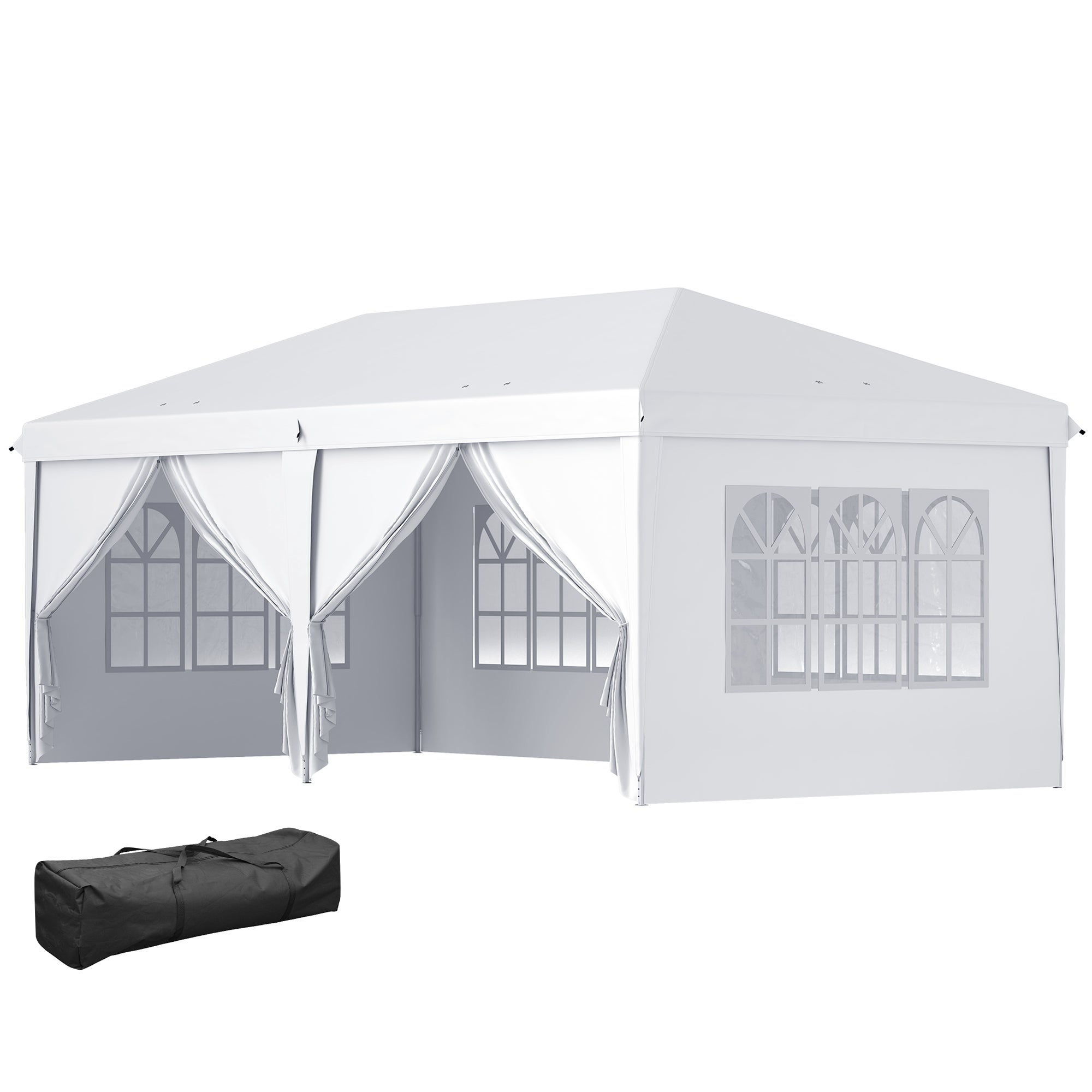 Gazebo 6 x 3 m, murs latéraux amovibles, grandes fenêtres, portes à ...