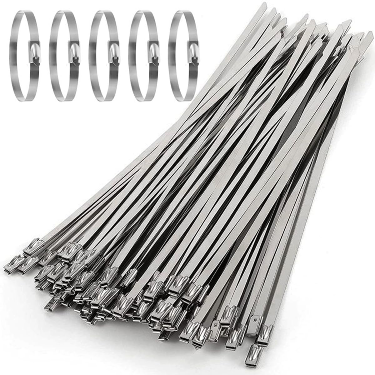 Collier de Serrage Inox 100 Pièces 500×7,9mm Attache Câblées Serre ...