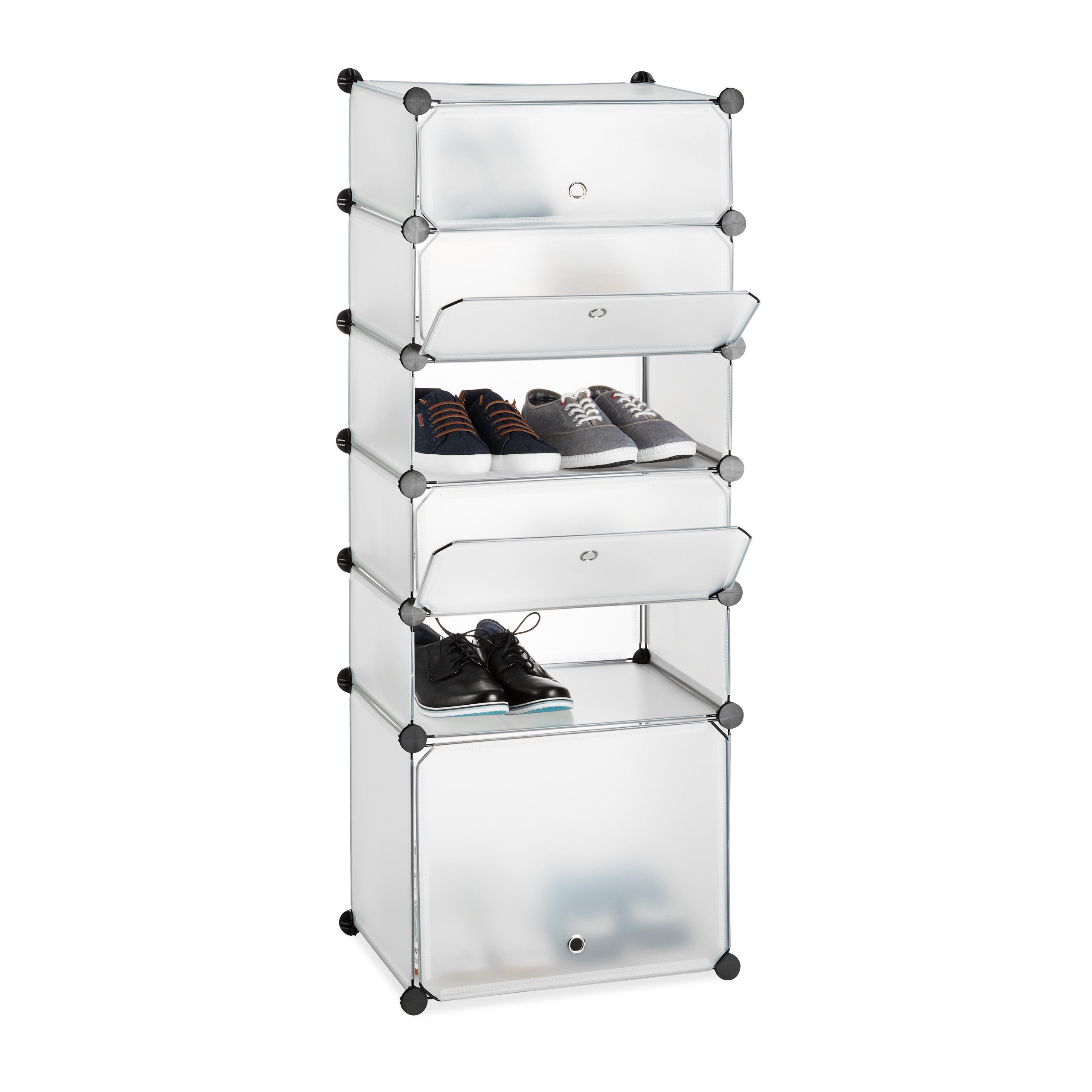Scarpiera in Plastica, 6 Scomparti Chiusi, 52 x 37 x 9cm, Scaffale 12 ...