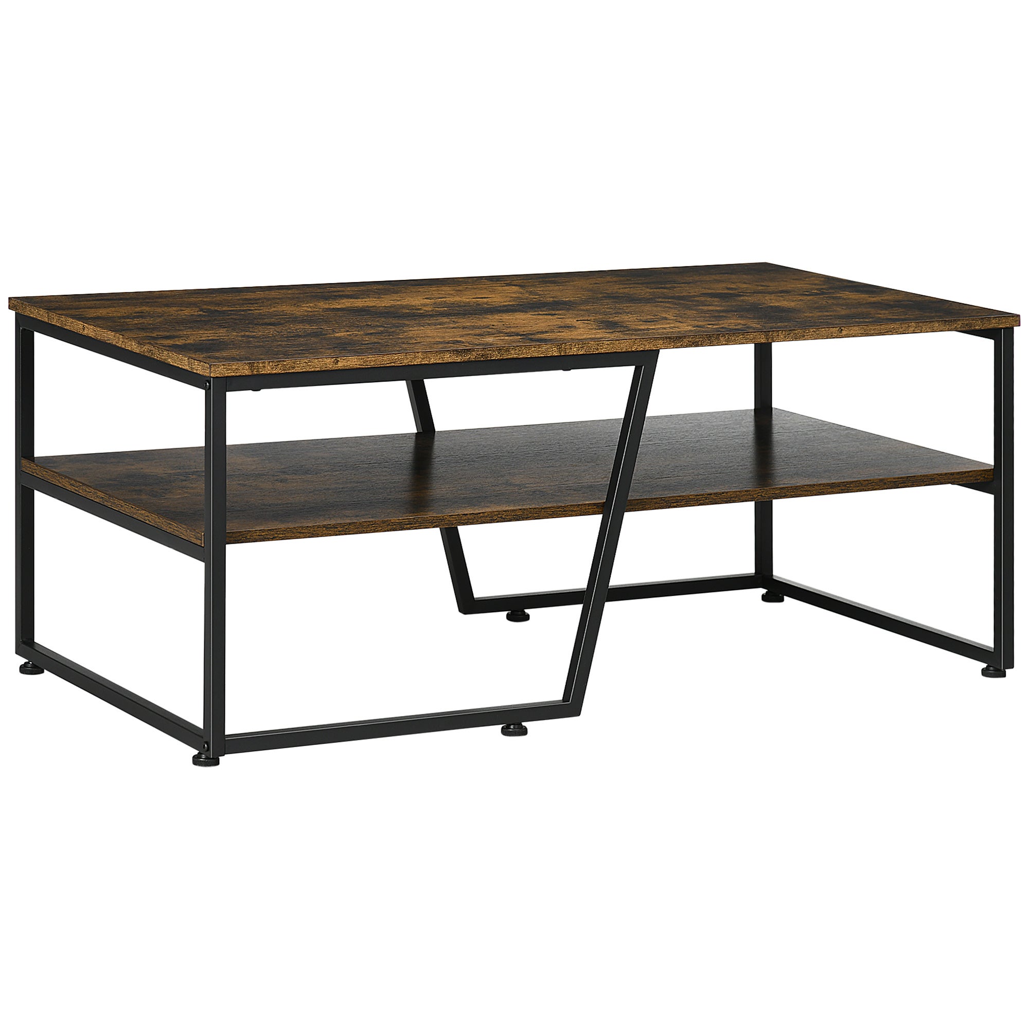 Table de café rectangulaire style industriel, 1 plateau et 1 étagère de ...