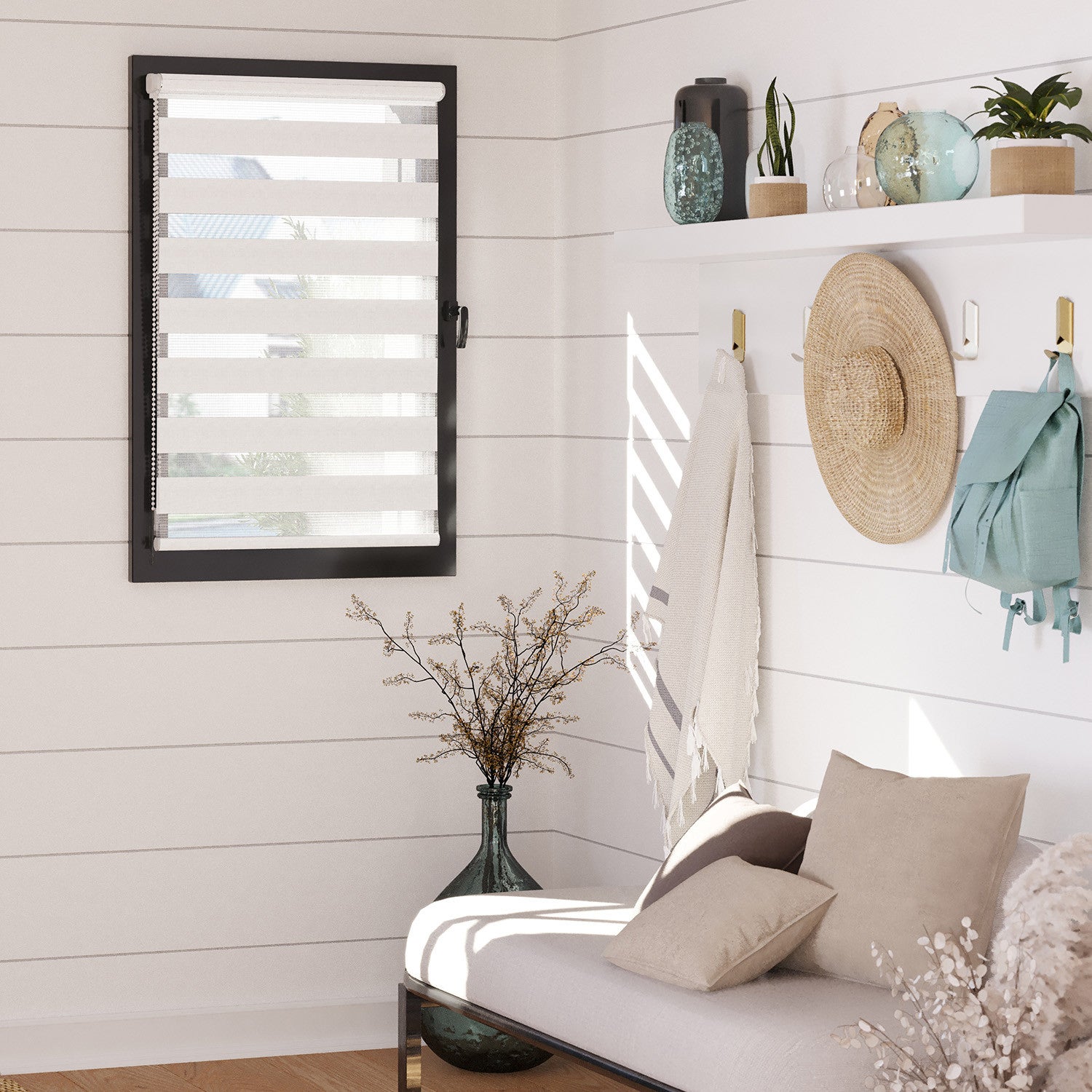 MADECOSTORE Store enrouleur jour nuit chaînette coordonnée sans percer ...