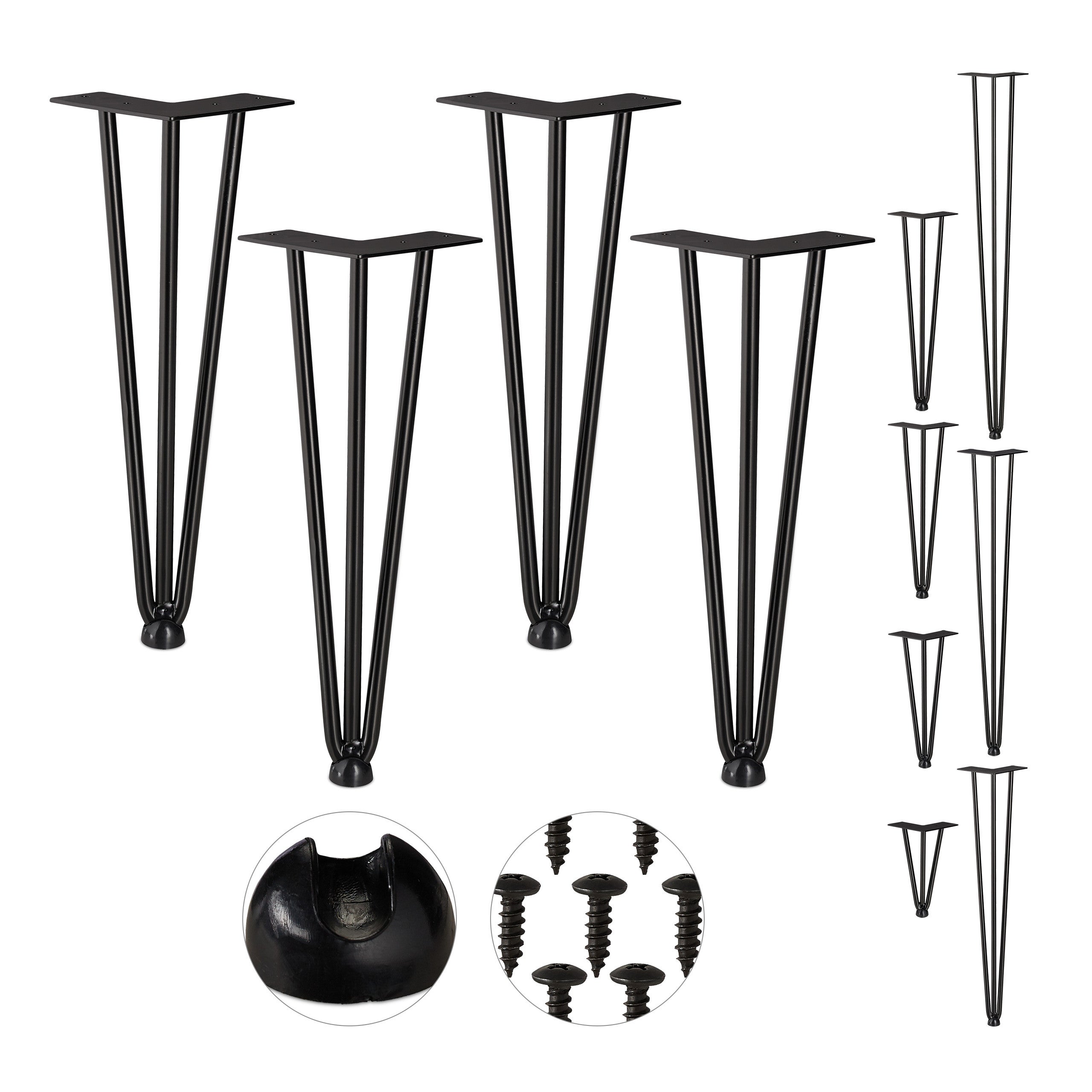 Pack 4 Patas Horquilla para Mesas, Muebles, Hairpin Legs, 3 Barras ...