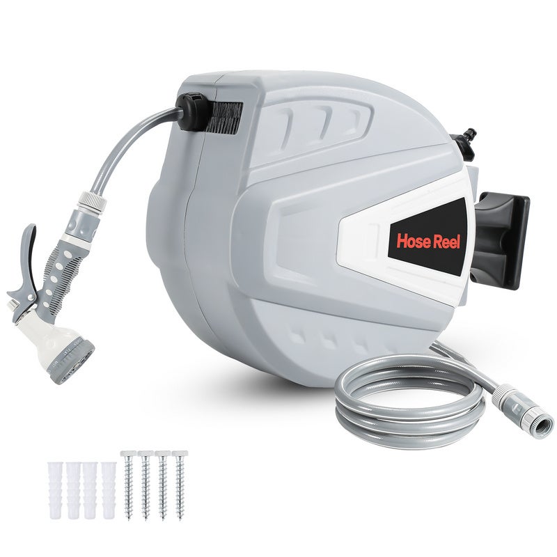 Enrollador de manguera de 30M con tope de rebobinado automático 3/4 con ...