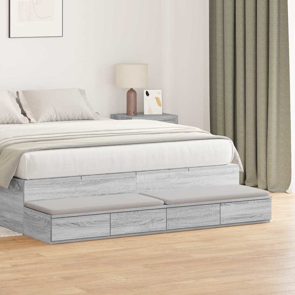 Cassettiera da letto con cassetto, Sonoma Grigio, 150 x 36,5 x 16,5 cm ...