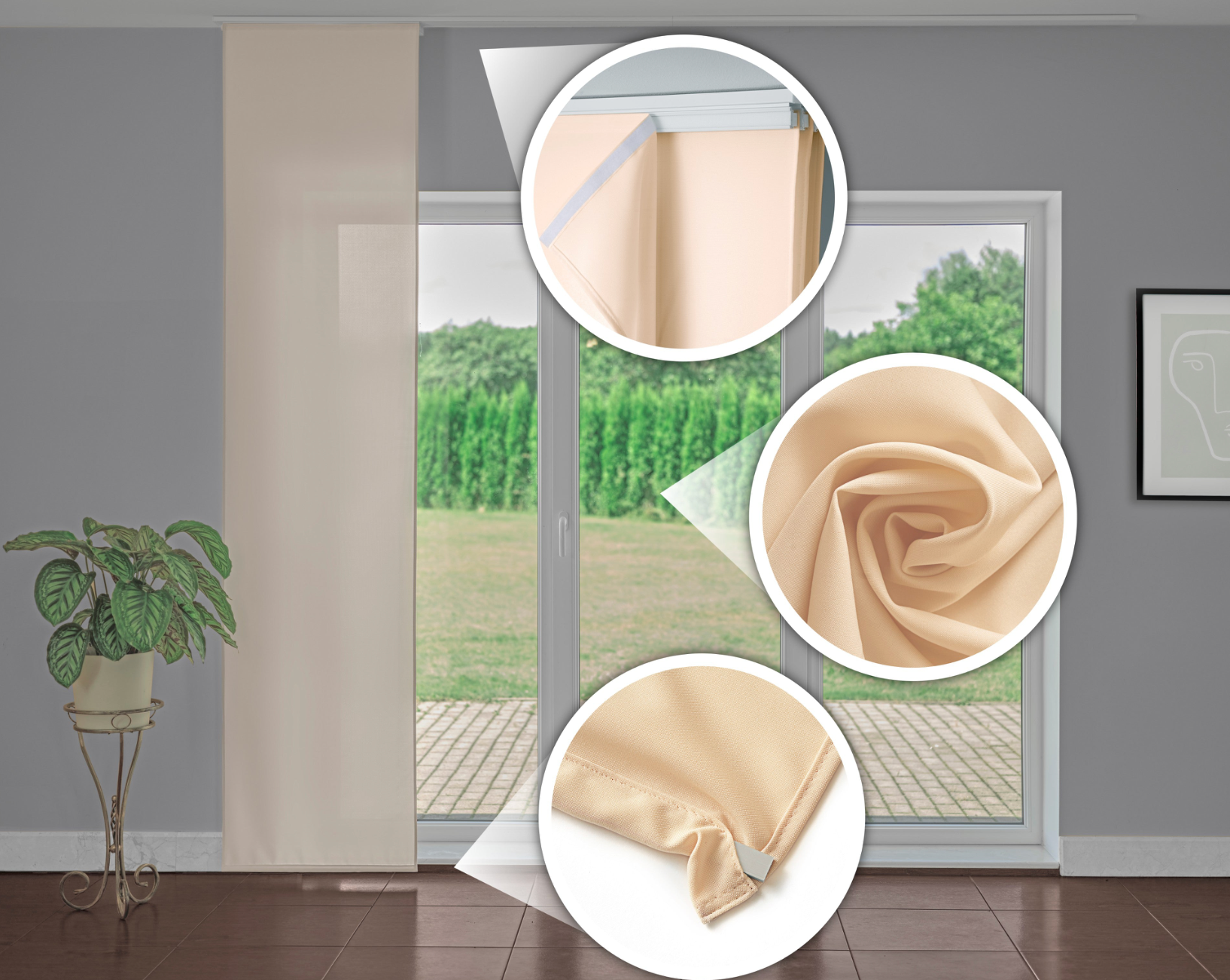 65x245 cm Wellmira Paneles Japoneses Beige Claro Tejido Screen: Para ...