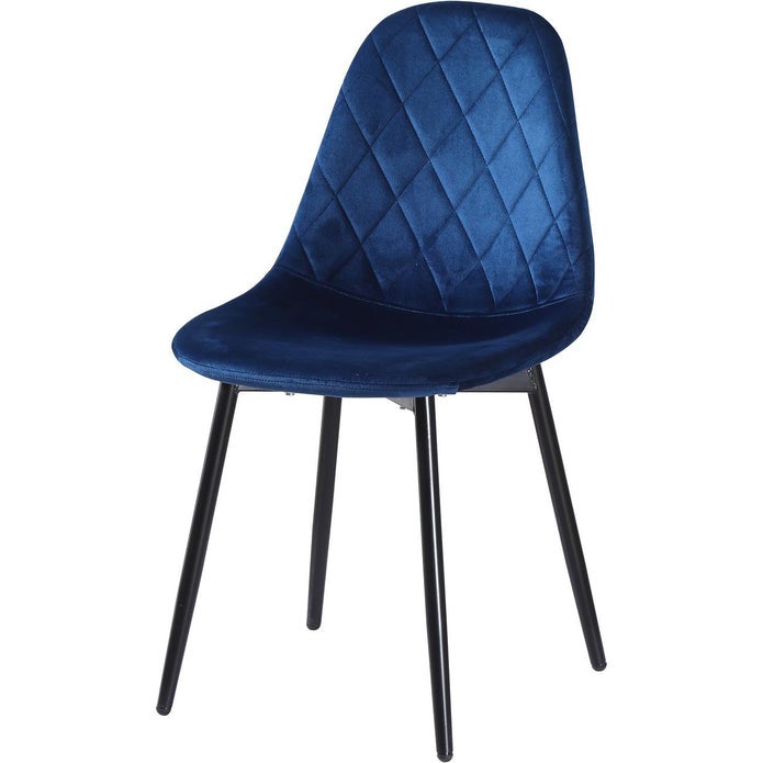 Chaise velours matelassé bleu foncé Lytha - Lot de 6 | Leroy Merlin