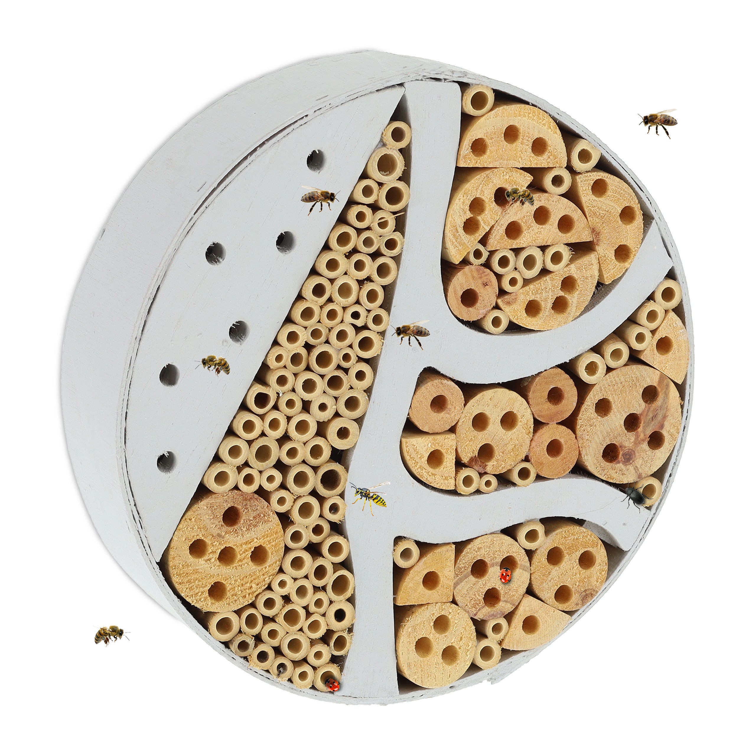 Relaxdays Hôtel à insectes, rond, abri pour abeilles et guêpes, pour le ...