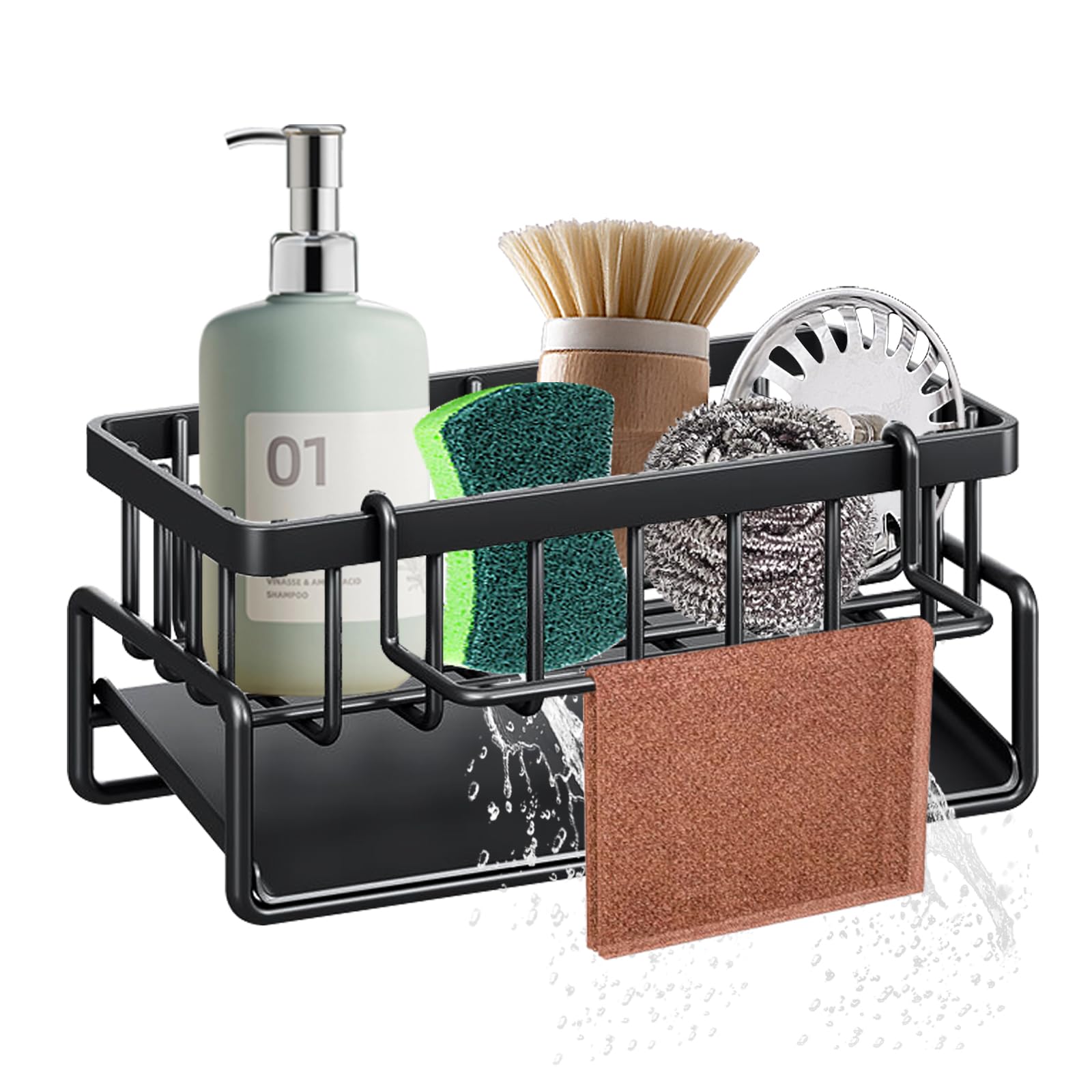 Porte-éponge pour évier de cuisine avec bac de vidange automatique et ...