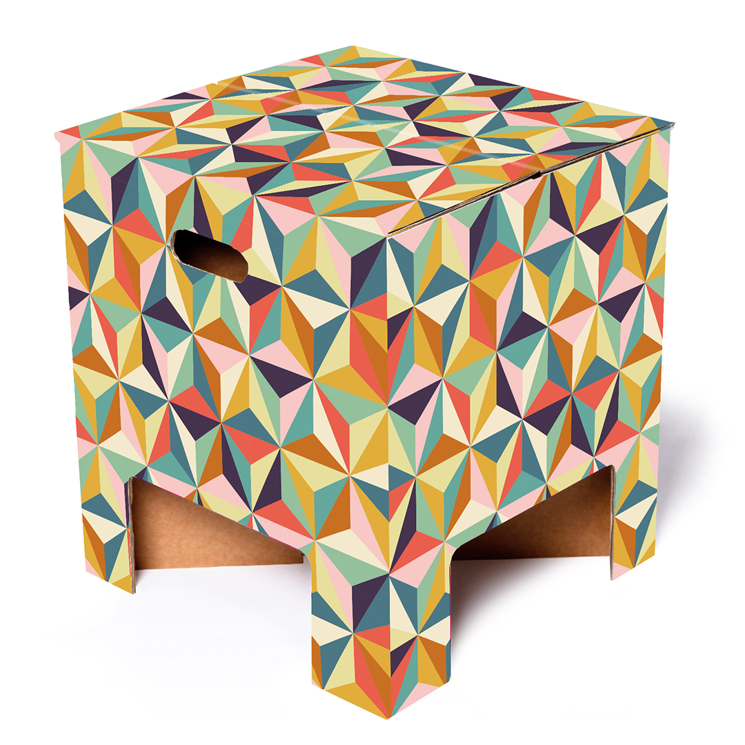 Dutch Design Brand Tabouret en carton - 30x30x34cm - Back to the 60s ...