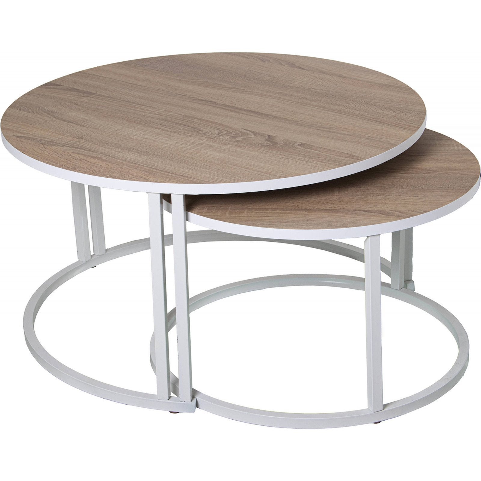 Table gigogne bois et élégance métallique blanc 80 x 80 x 43 cm Blanc ...