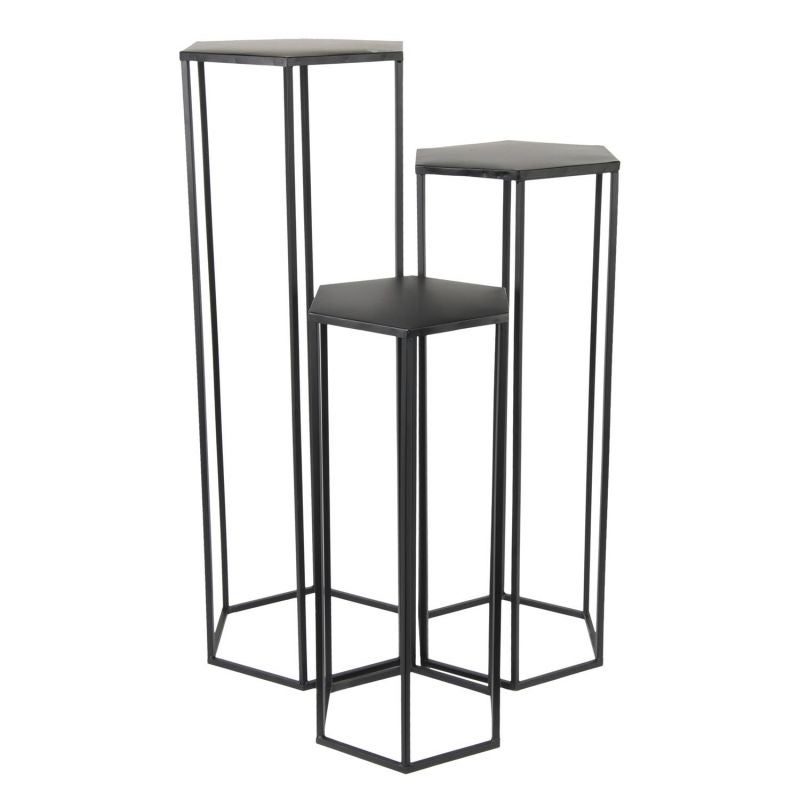 Paris Prix - Lot De 3 Sellettes Gigognes "hexago" 90cm Noir | Leroy Merlin