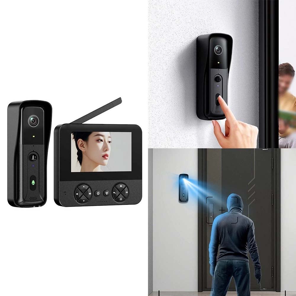 2 Sets Sonnette Vidéo Smart, Vision Nocturne Infrarouge, Sans Fil ...