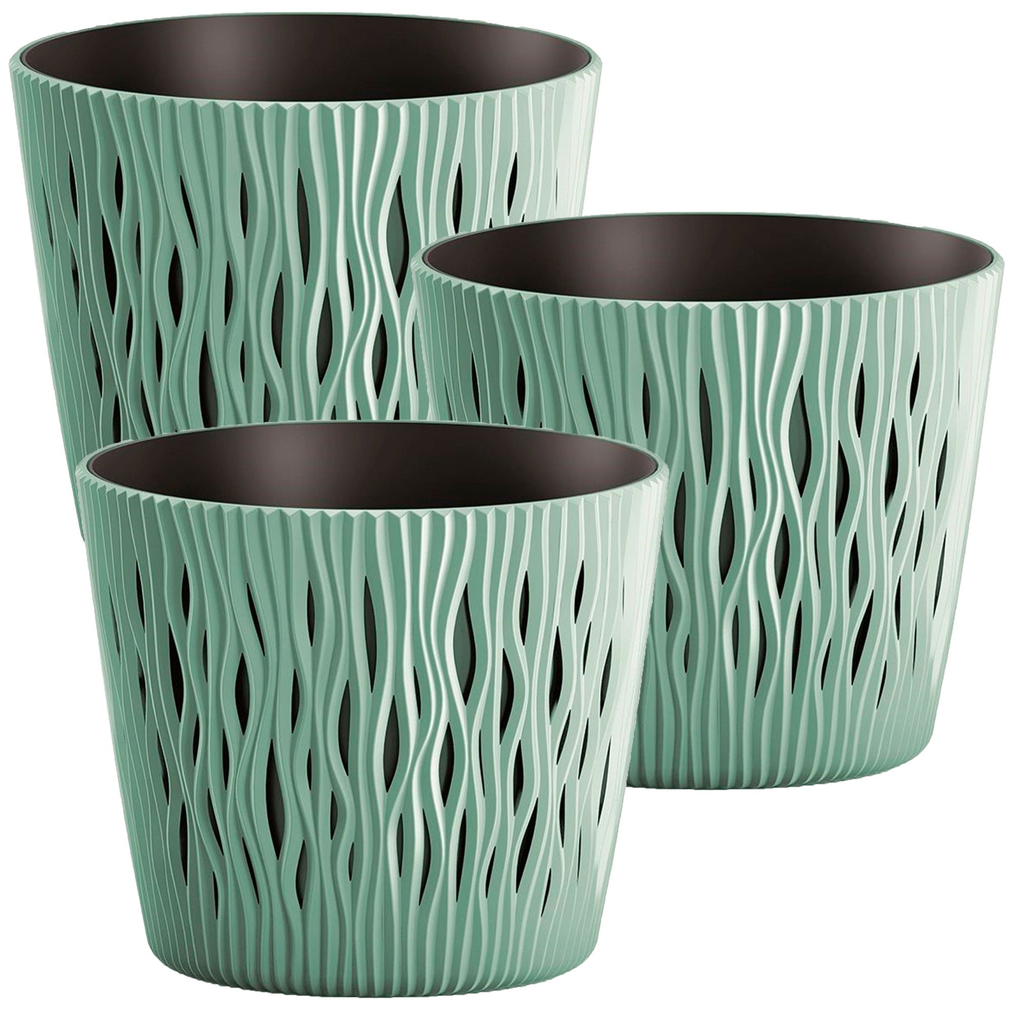 3 Pot de fleurs rond plastique salvia 18x18x16 cm - Sandy Round | Leroy ...