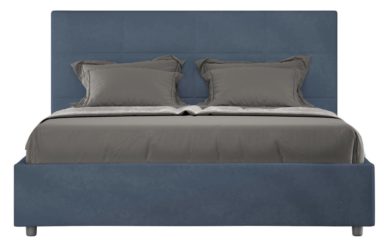 Cama tapizada de microfibra Mira-Color Azul oscuro-Ropa de cama 140x190 ...