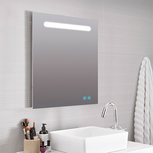 Espejo de Baño Rectangular con Luz LED y Antivaho- Luz Blanca Fría ...