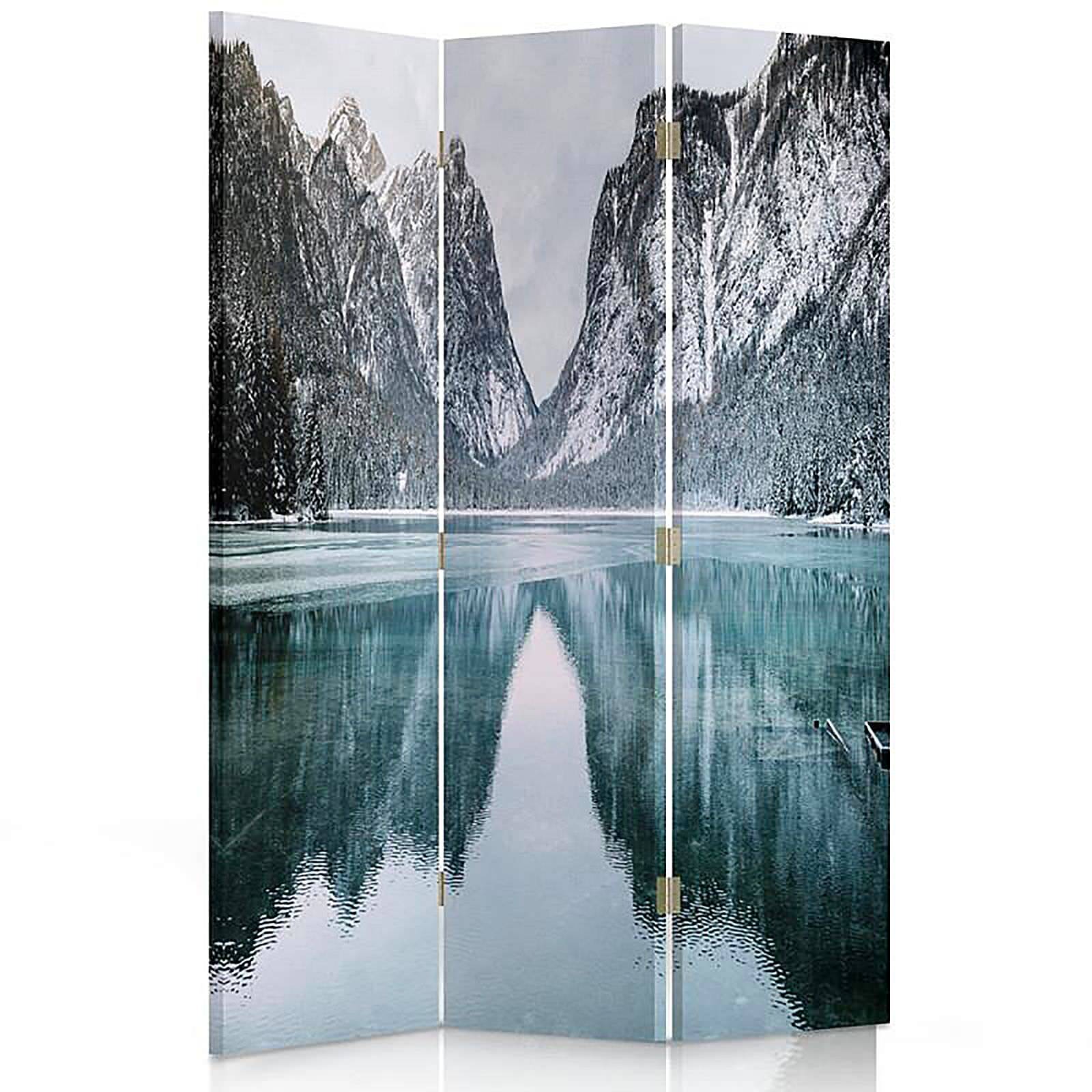 Paravent Design Montagnes et Réflexion Lac en 3 Volets - 110 x 150 cm ...