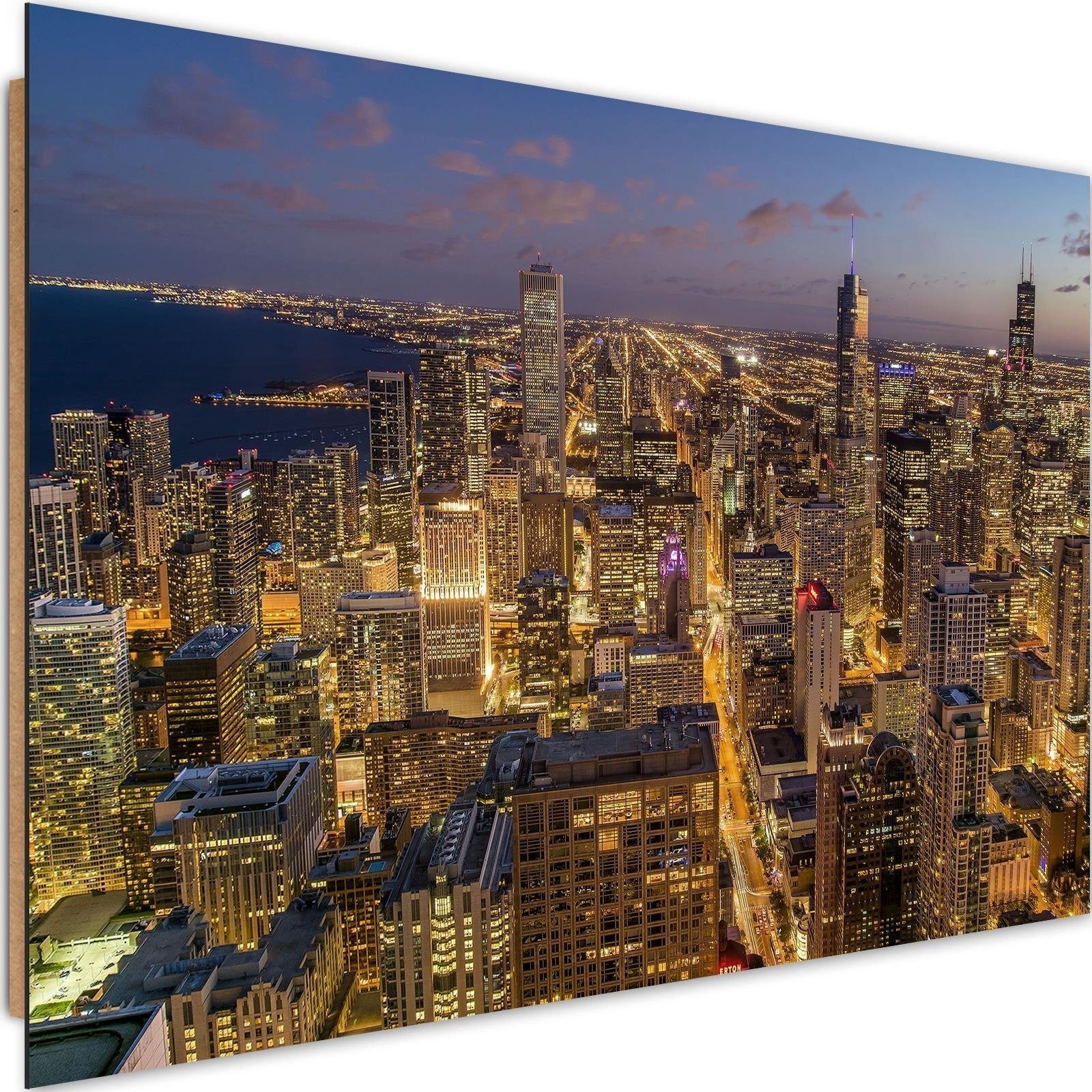 Tableau bois chicago la nuit - 120 x 80 cm | Leroy Merlin