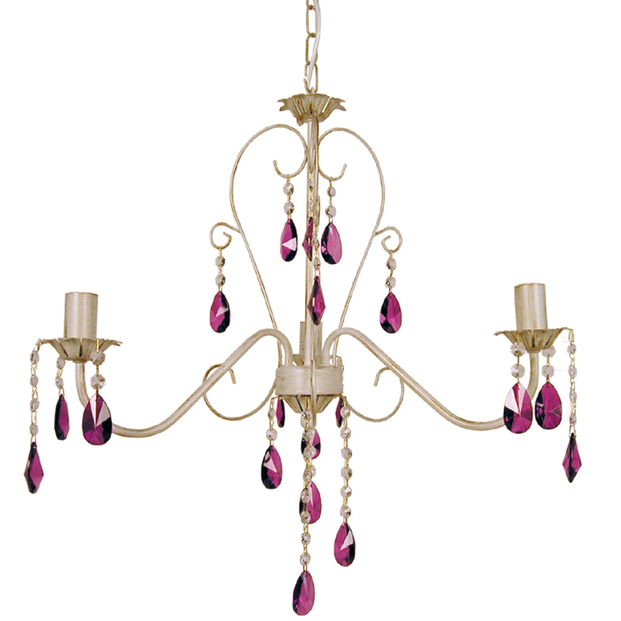 Lustre TOSEL PAMPILLES ampoule déco ivoire,doré,violet D 60 x H 90 cm ...