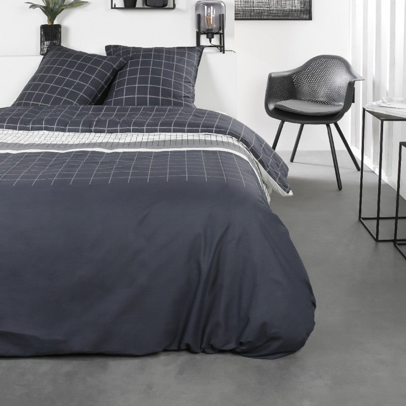 Parure de lit 2 personnes imprimé a carreaux coton SUNSHINE ELIE ...