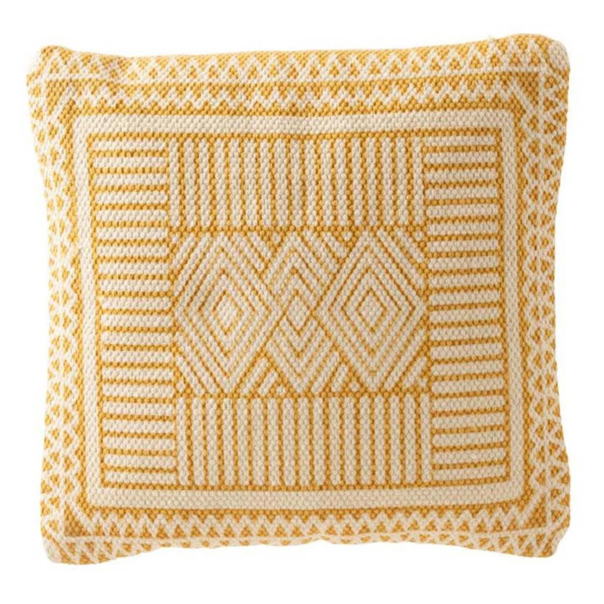 Coussin Déco "Bali" 42x42cm Blanc & Ocre | Leroy Merlin