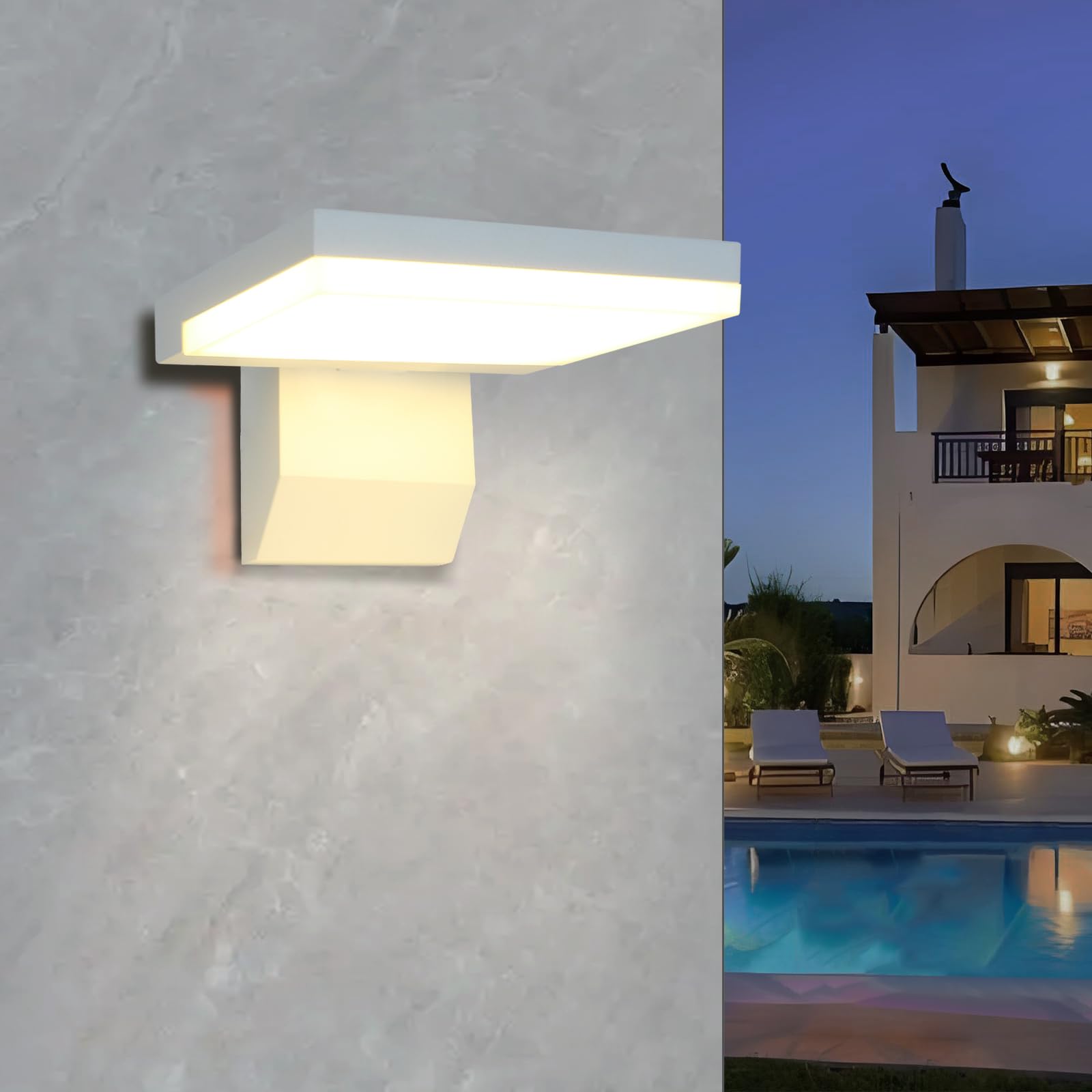 Aplique de pared LED de aluminio de 18 W, para porches exteriores ...