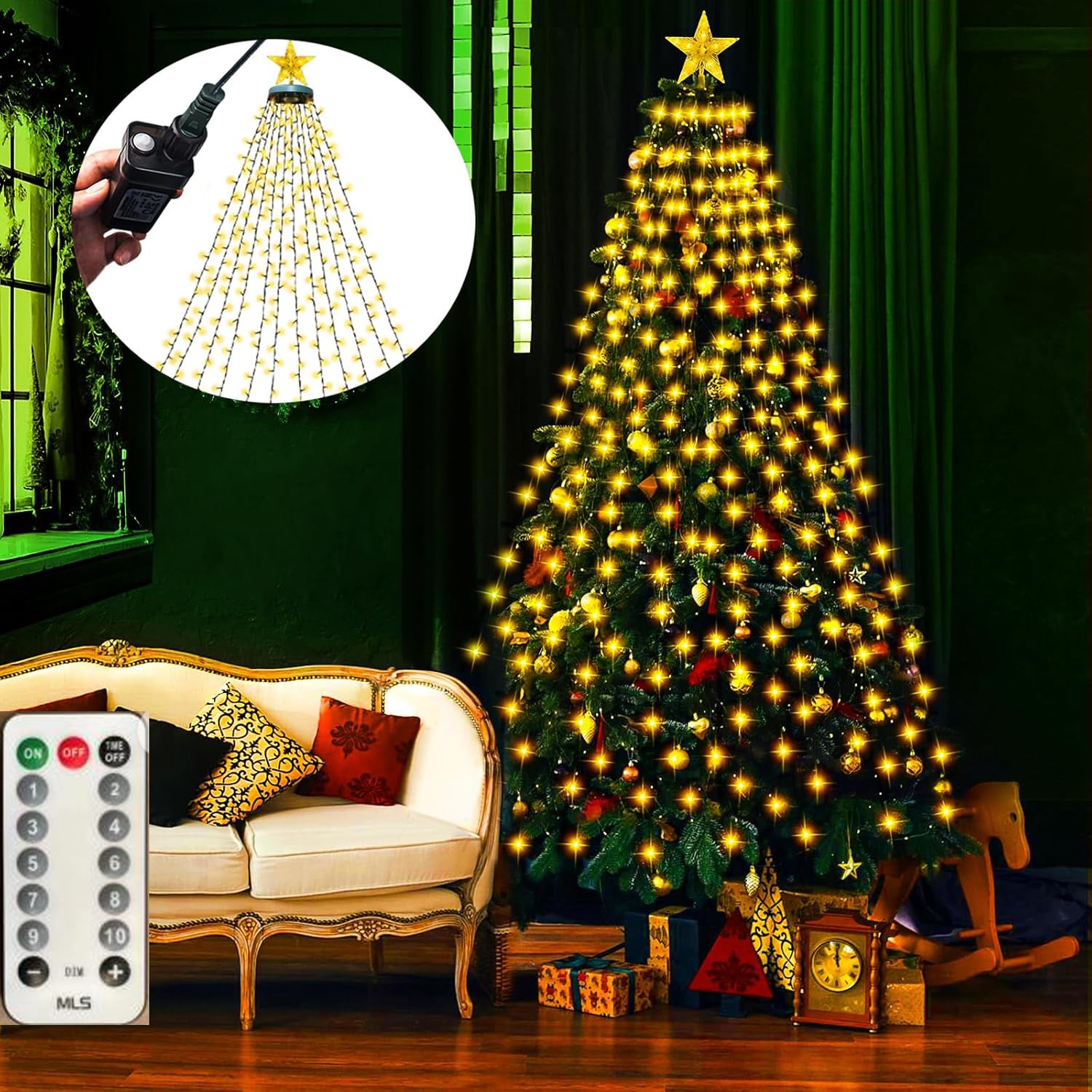 Luci per albero di Natale con stelle, 400 LED 2Mx 16 stringhe di luci ...