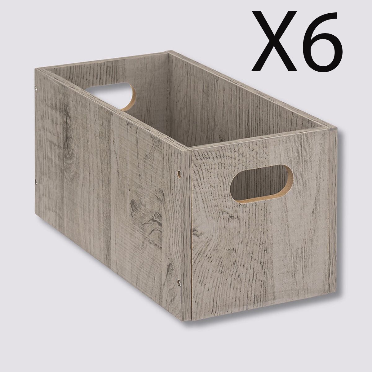 Lot de 6 boites de rangement, paniers de rangement en bois coloris gris ... Lot de 6 boites de rangement, paniers de rangement en bois coloris gris ...