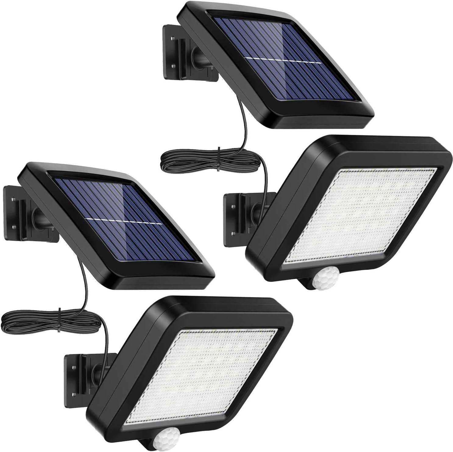 Lot de 2 lampes solaires d'extérieur MPJ 56 LED avec détecteur de mouvement, étanchéité IP65 ...