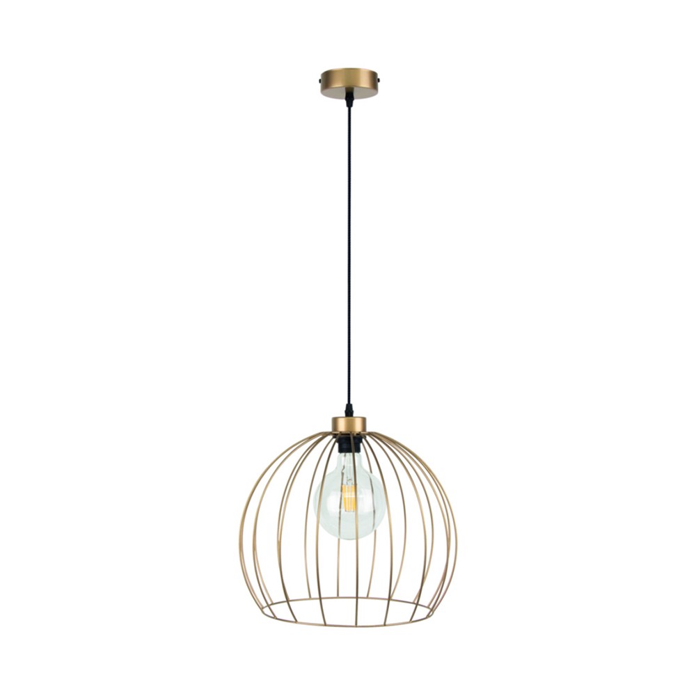 Coop Lampe Suspendue 1xe27 Max 60w Métal Doré Métal Noir Câble En Tissu