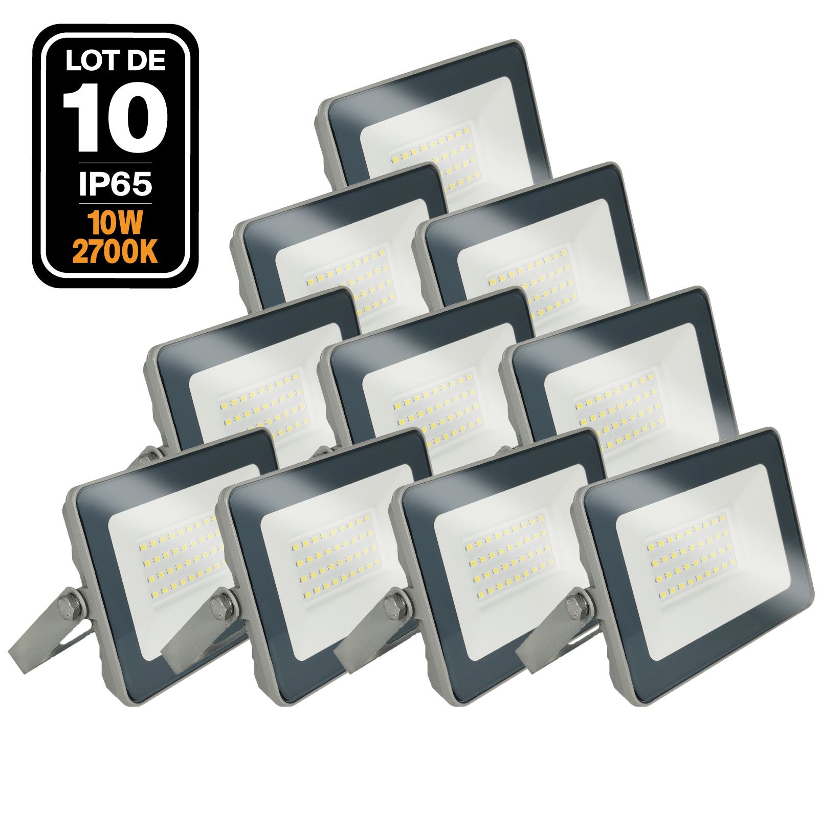 10 Projecteurs LED 10W ProLine 3000K Haute Luminosité | Leroy Merlin