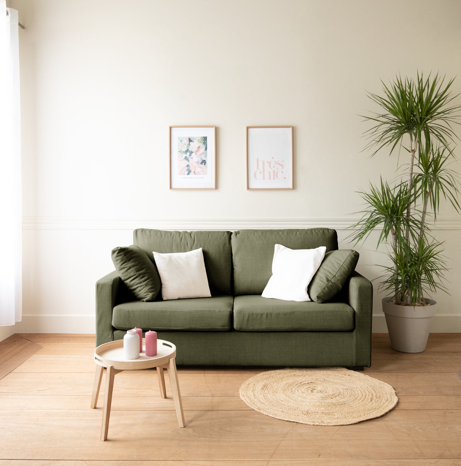 Canapé 3 places convertible vert BASTIEN | Leroy Merlin