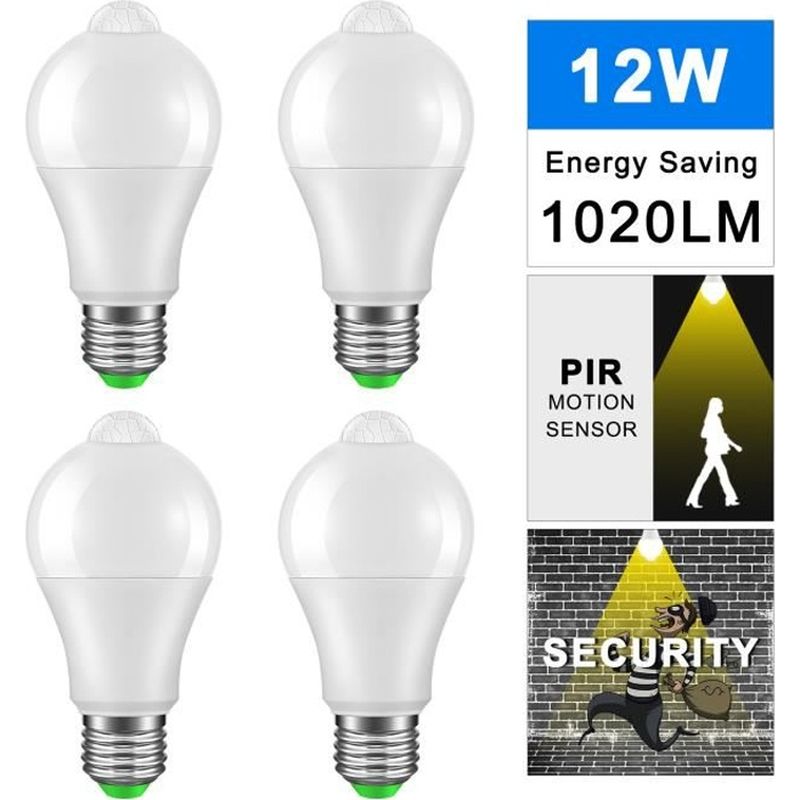 Ampoule LED - E27 - 12W - 3000K - Capteur de lumière et PIR | Leroy Merlin