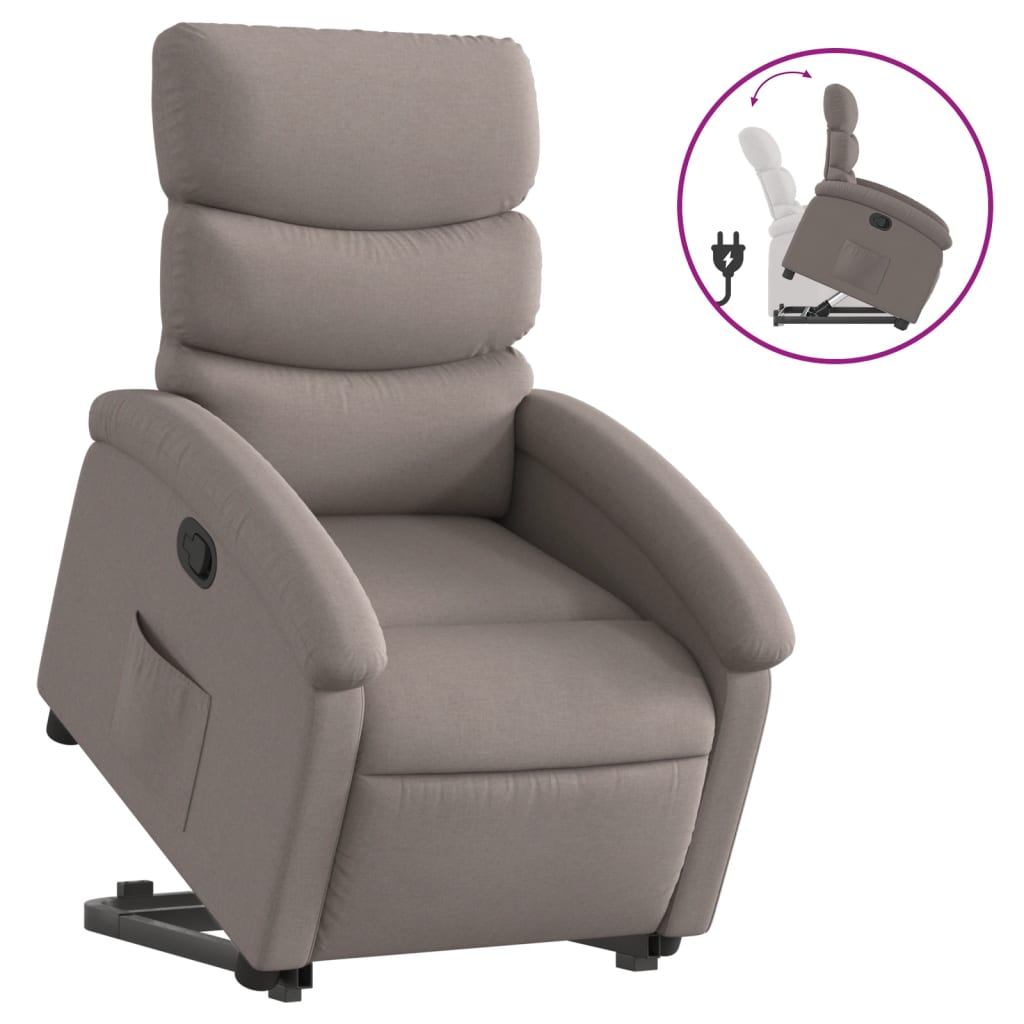 Sillón reclinable elevable tela gris taupe - COMFORTXL | Leroy Merlin