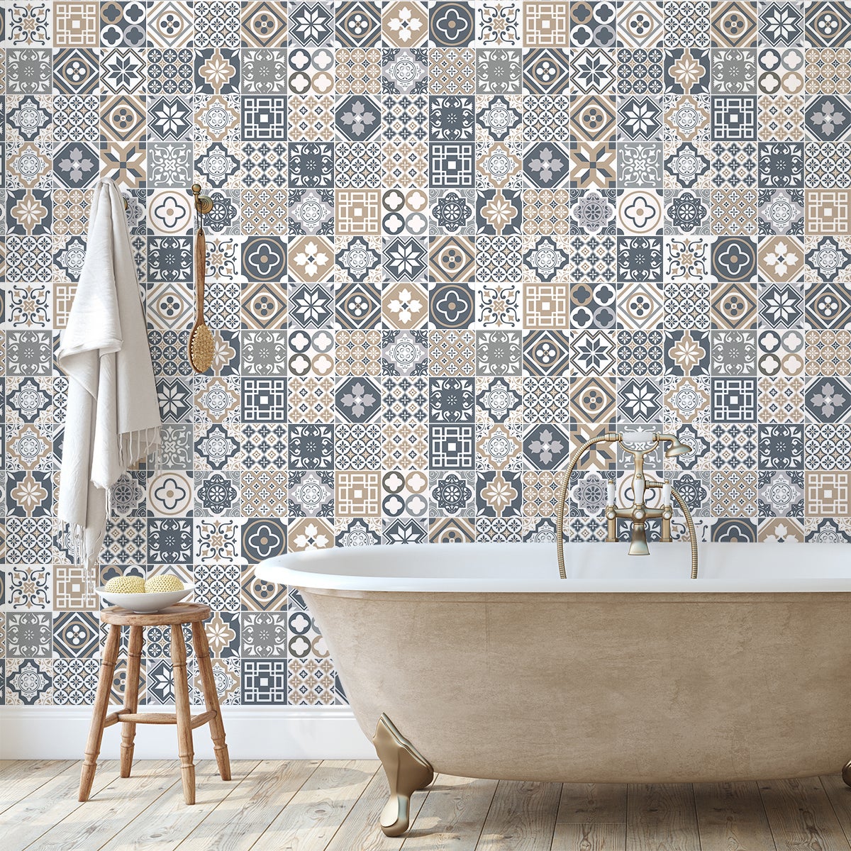 Sticker Mural Carrelage adhésif Cuisine Salle de Bain - 60 STICKERS ...