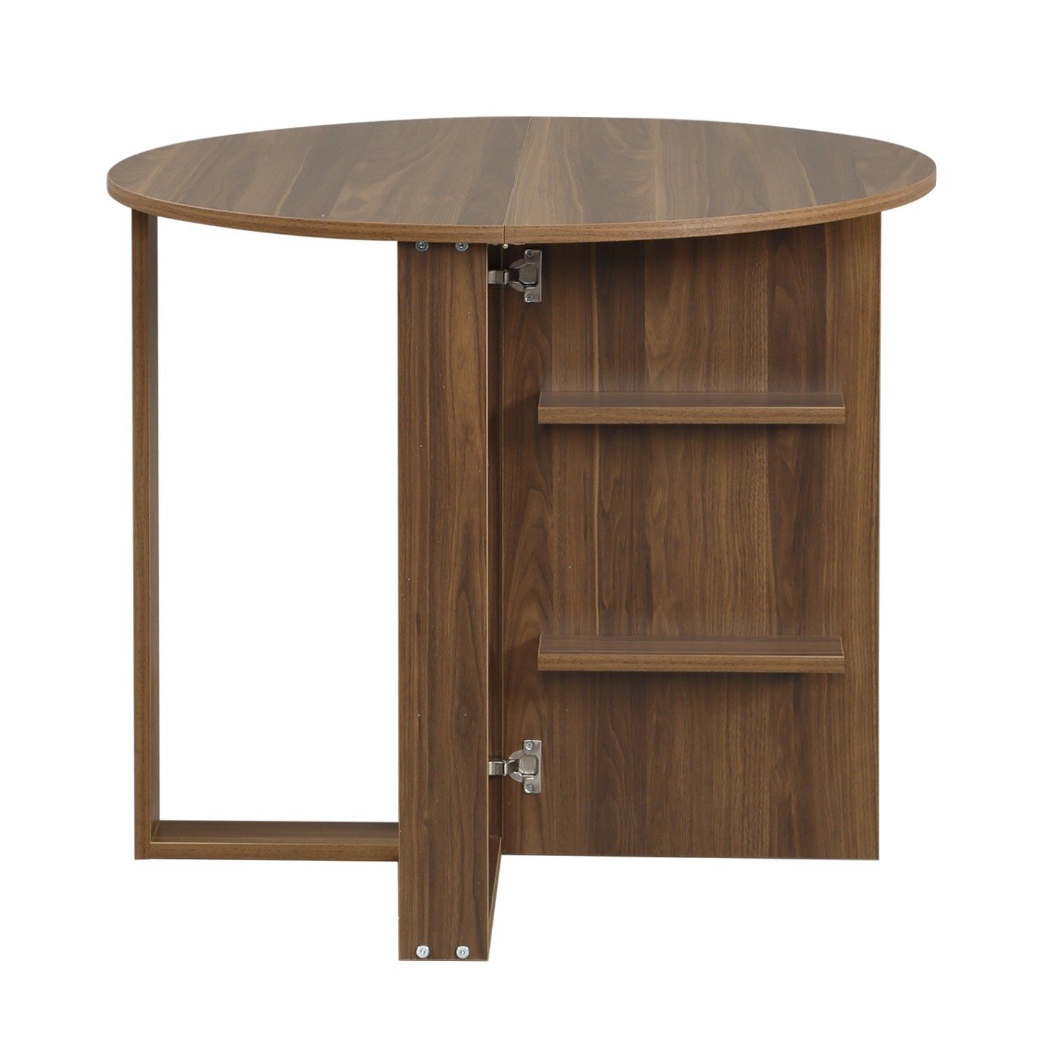 Table console ronde pliable Orothos D90cm Bois Noyer | Leroy Merlin