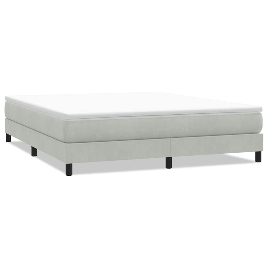 Lit boxspring sans matelas velours gris clair 180x210 cm | Leroy Merlin