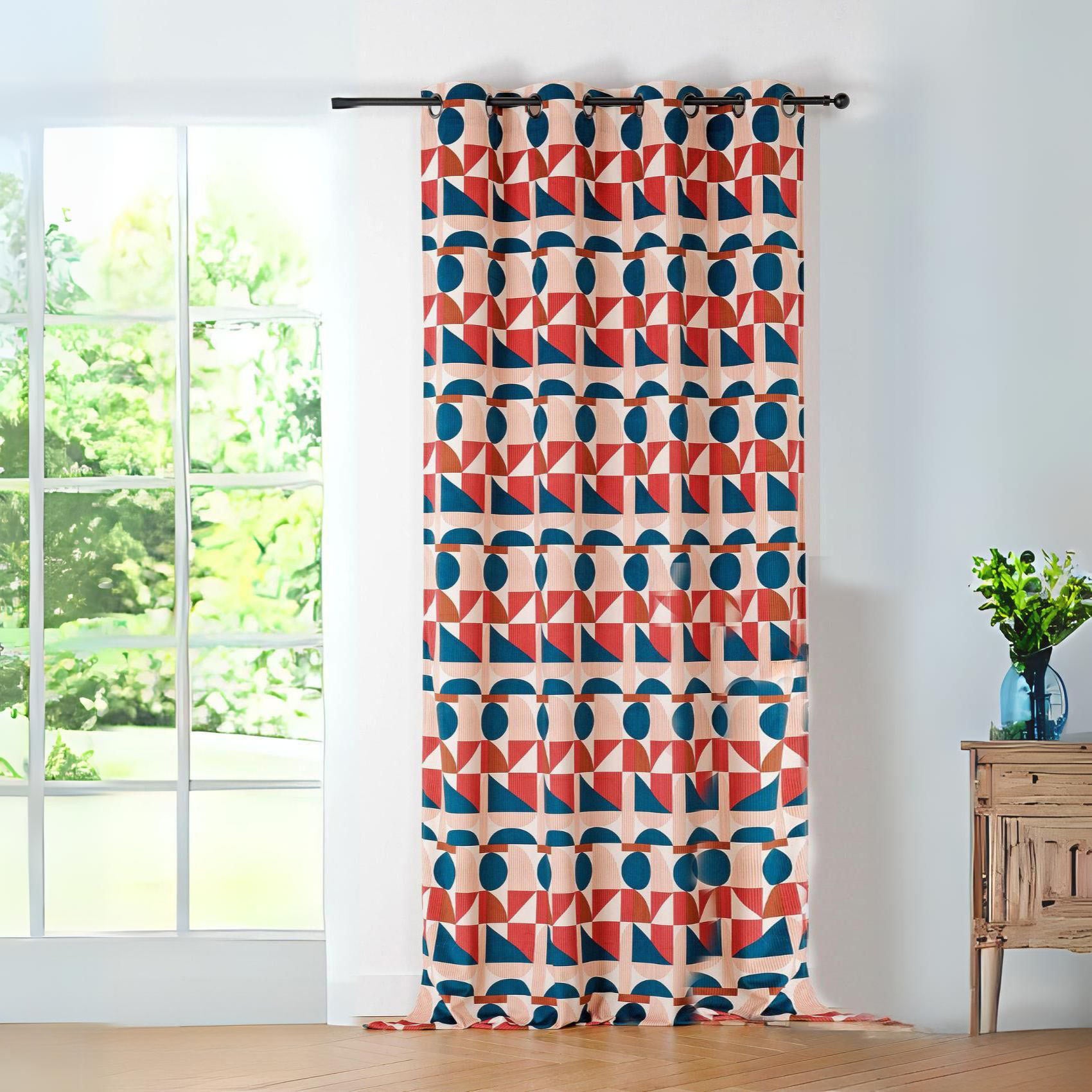 Rideau tamisant au style seventy - Rose Blush - 140x260 cm - Polyester ...