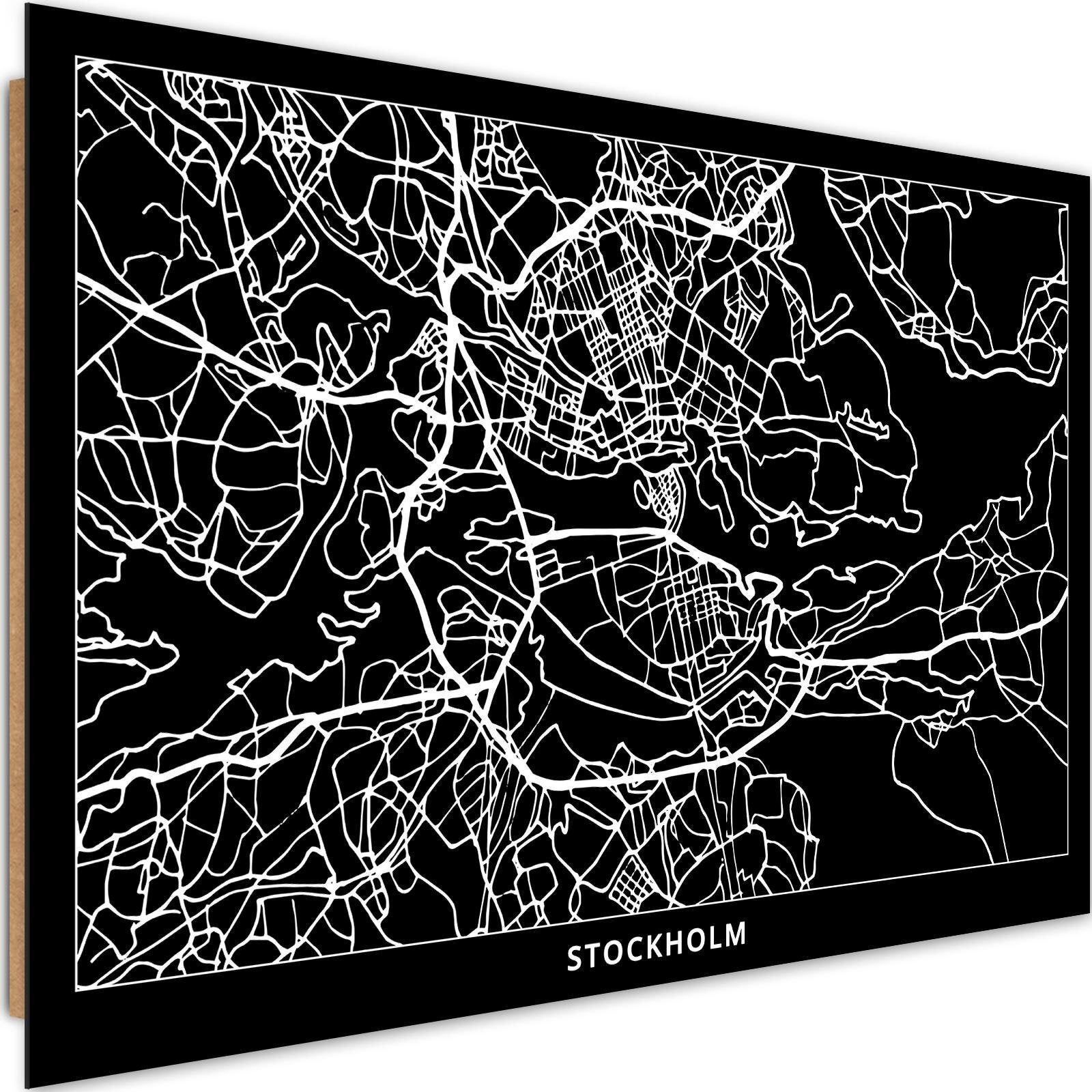 Tableau bois ville de stockholm - 90 x 60 cm | Leroy Merlin