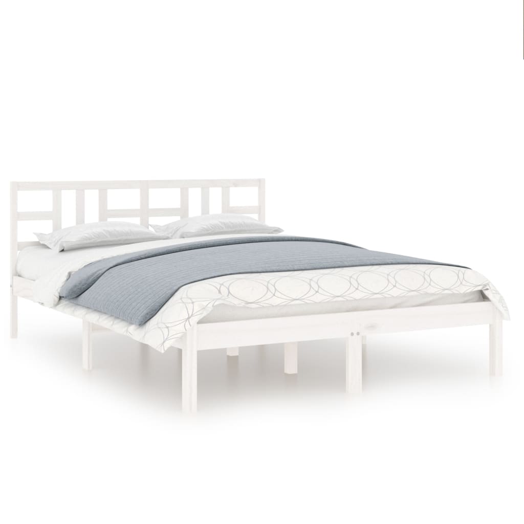 Lit double | Lit Adulte | Cadre de lit Blanc Bois massif 120x190 cm ...