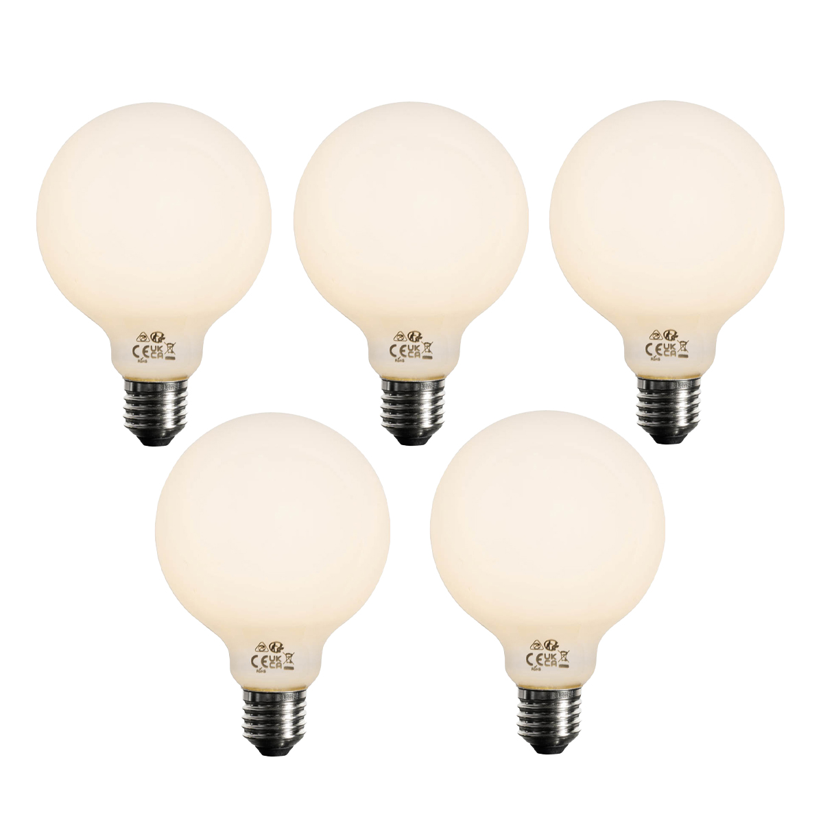 Juego de 5 Bombilla LED regulable E27 opal G95 5W 450lm 2700K | Leroy ...
