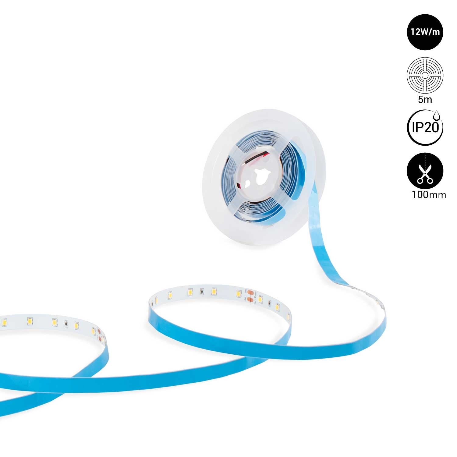 Ruban LED 24V DC - 12W/m - Monochrome - 10mm - IP20 - 5 mètres ...