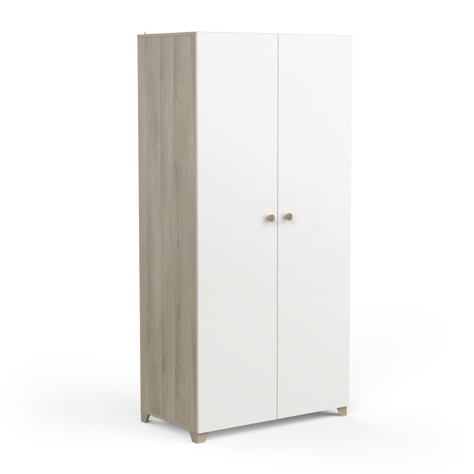 Armoire penderie et lingère 2 portes blanc et chêne kronberg - HUNDA ...