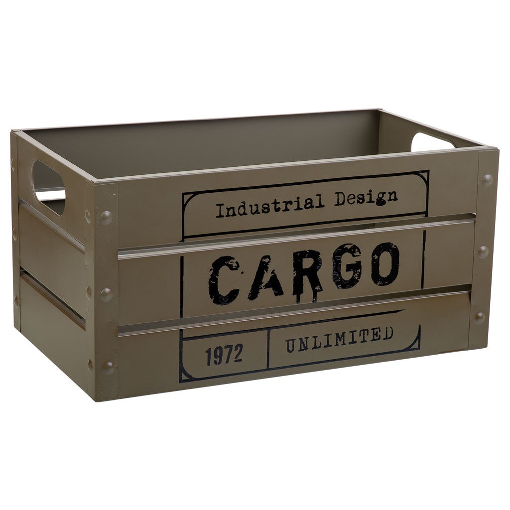 Cesto Rectangular de metal impreso verde 37x21x18 | Leroy Merlin