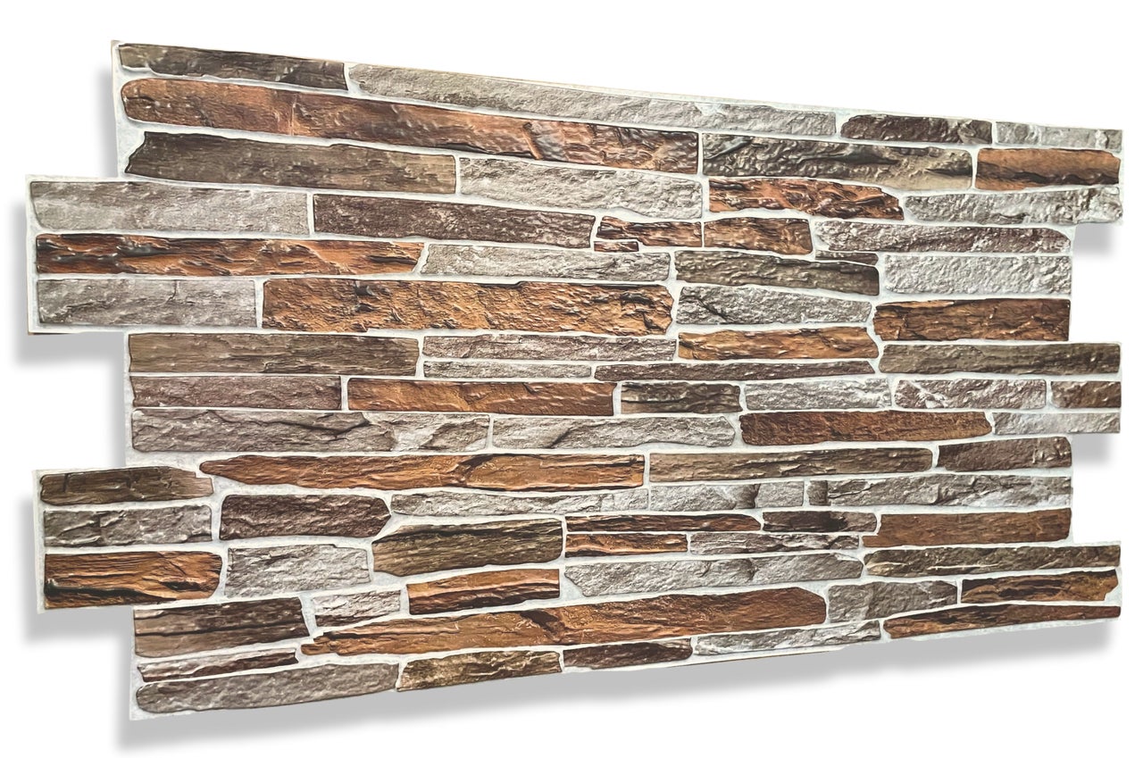 10 pièces / 4m² 3D PVC pierre aspect panneaux muraux revêtement mural ...