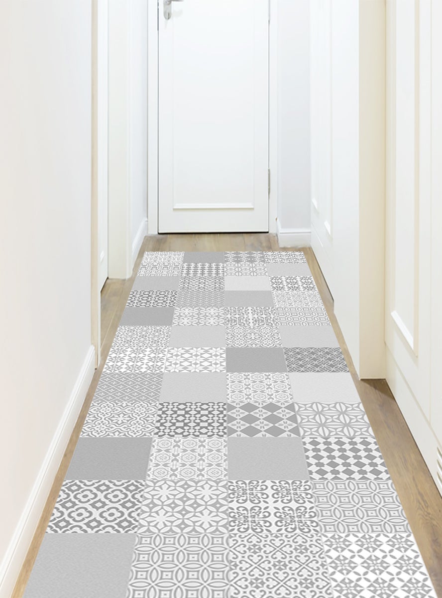 Tapis antidérapant en vinyle Rossana grey 80x300 cm - PVC imprimé ...