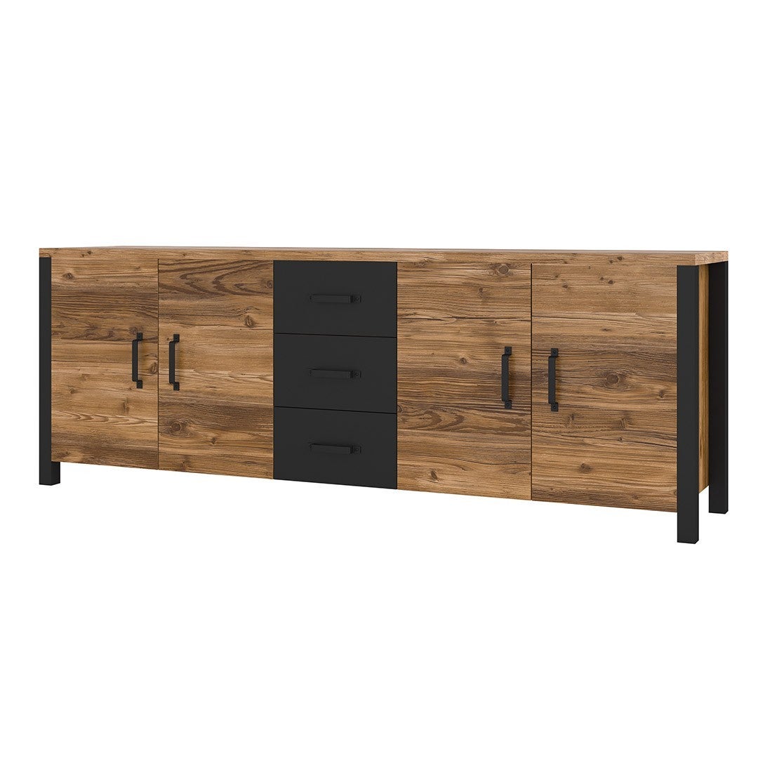 Buffet DARWIN – 220 cm en pino y negro mate | Leroy Merlin