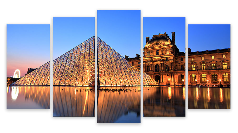 Tableau 5 parties Tableau photo pyramide du louvre - 150x80 cm | Leroy ...