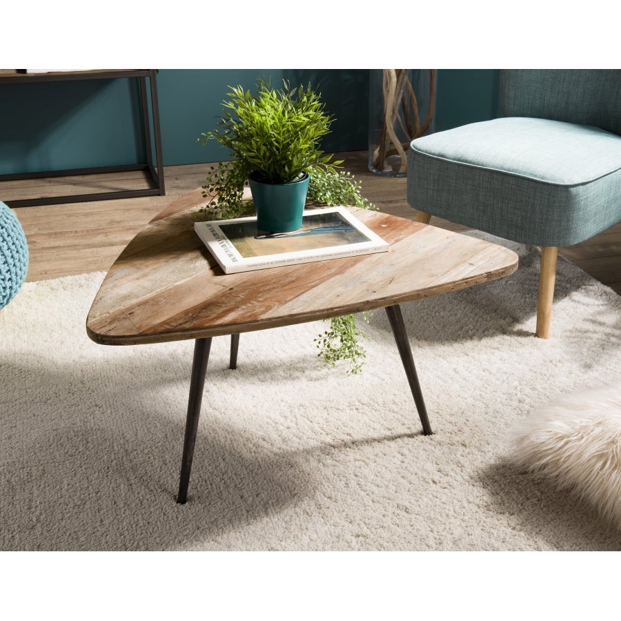ALIDA - Table basse bois ovoïde Teck recyclé pieds métal | Leroy Merlin