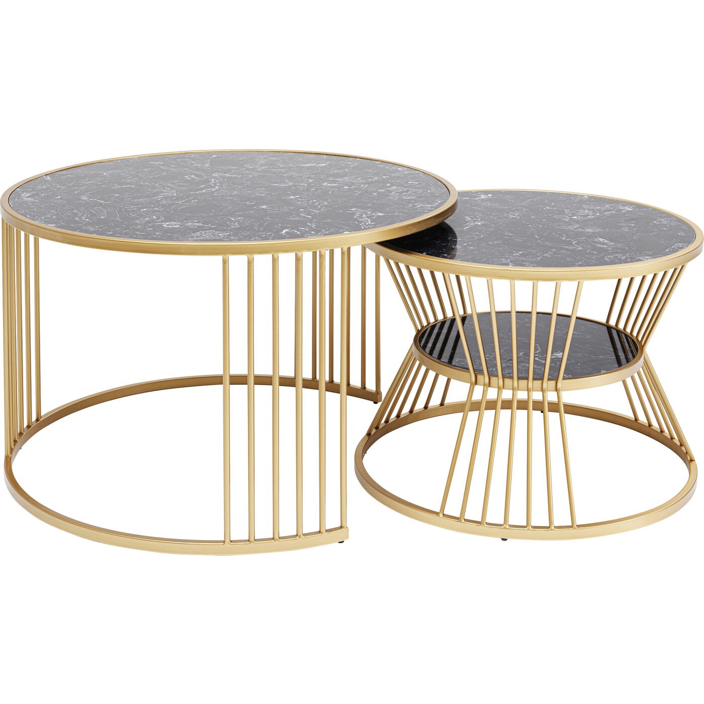 Tables basses Roma set de 2 noires et dorées Kare Design | Leroy Merlin